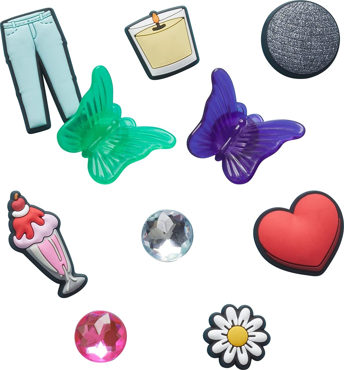 Crocs Jibbitz, Shoe Charm, Hype Bay, 10 Pack, Cool Girl, 10 Pack, Men's, Multi, Free, multicoloured, One Size