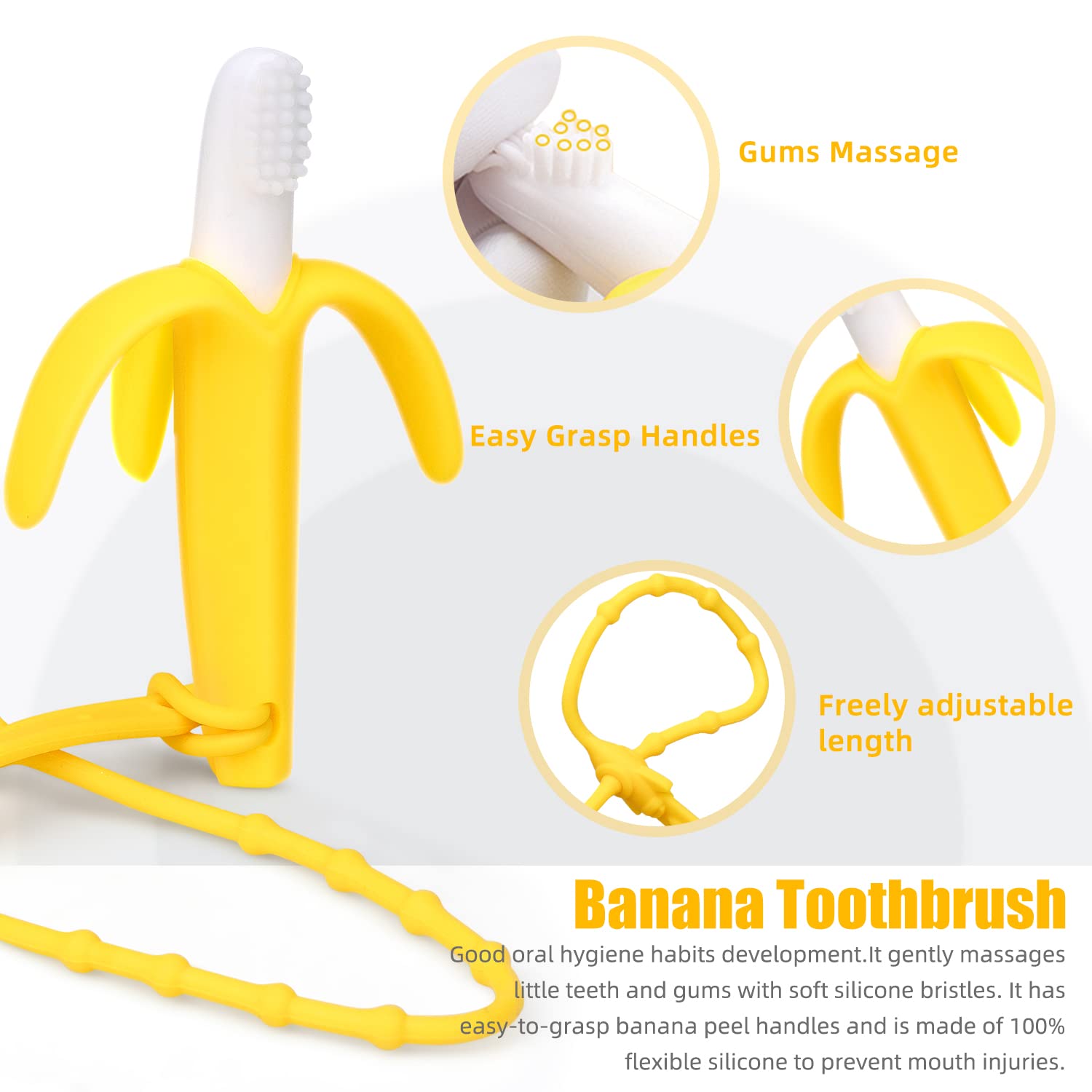 SHARE&CARE Baby Teething Toys for Girls and Natural Organic Fruit Feeder Pacifier/Baby Teether Chew Toys Fresh Food Feeder/ 1 Teethers and 1 Feeder with 3 Silicone Sacs (Yellow)