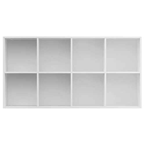 Natulvd Wooden Open Shelf Bookcase - 4 Tier Floorstanding CD/DVD Display Cabinet Rack with 8 Cube Storage, Horizontal and Vertical Adjustable, for Home Office Apartment - White