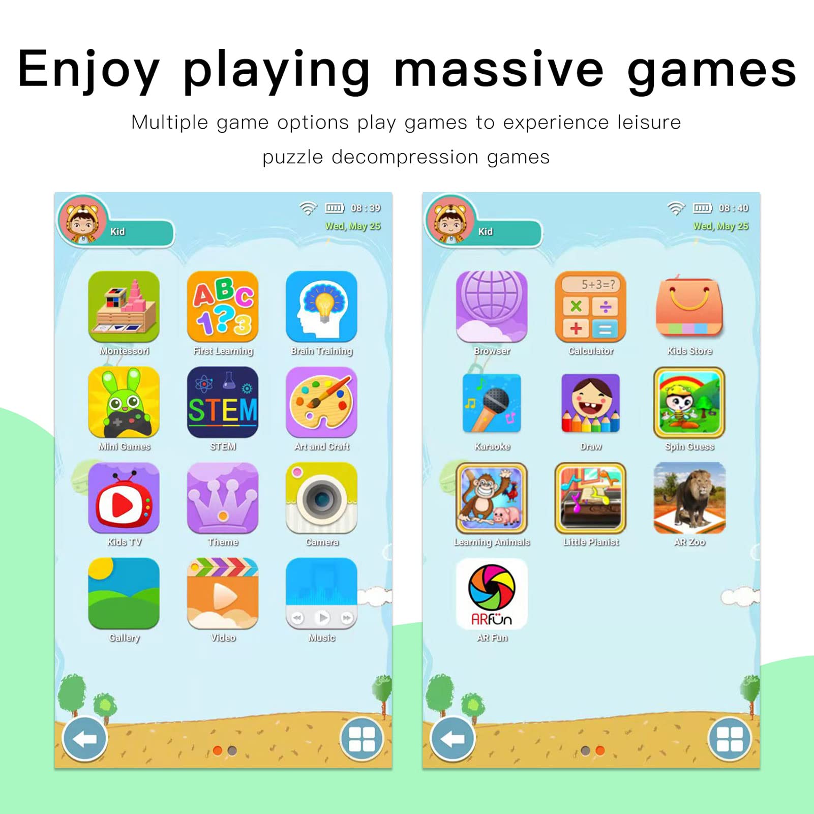 FOTABPYTI Kids Tablet, 100‑240V Dual Camera 8 Cores CPU 2GB 32GB Toddler Tablet for Home (US Plug)
