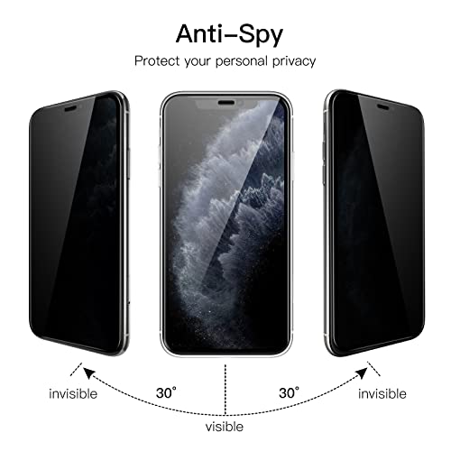 JETech Privacy Full Coverage Screen Protector for iPhone 11 Pro Max/XS Max 6.5-Inch, Anti-Spy Tempered Glass Film, Edge to Edge Protection Case-Friendly, 2-Pack