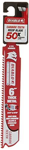 Freud DS0608CF Steel Demon Carbide-Tipped Reciprocating Blades for Thick Metal Cutting, 6-Inch