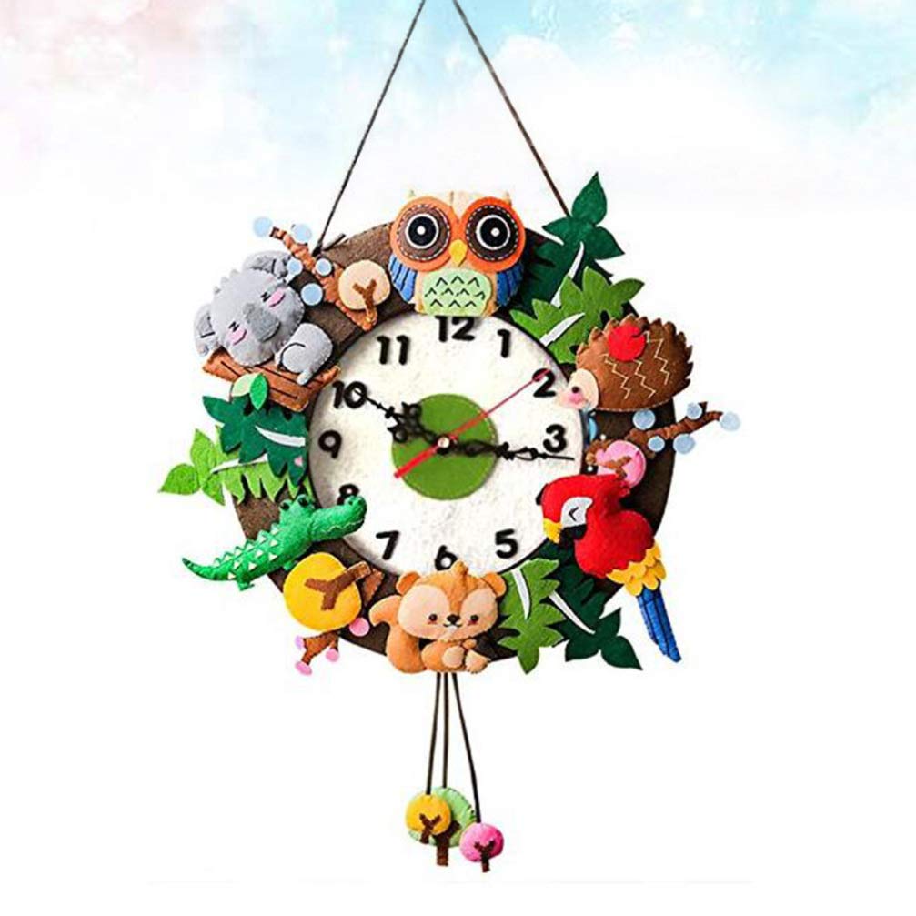 Sewing Kit DIY Felt Clock Animal Crafts Forest Wall Clock for Girls and Boys Educational Art Craft Kits