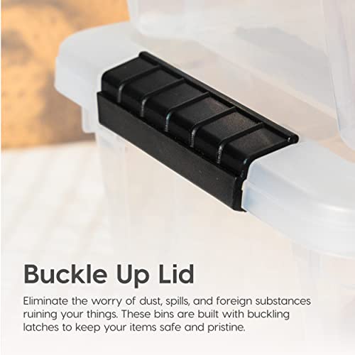 IRIS USA 19 Quart Stack & Pull⢠Box, Clear with Black Handles, Set of 6