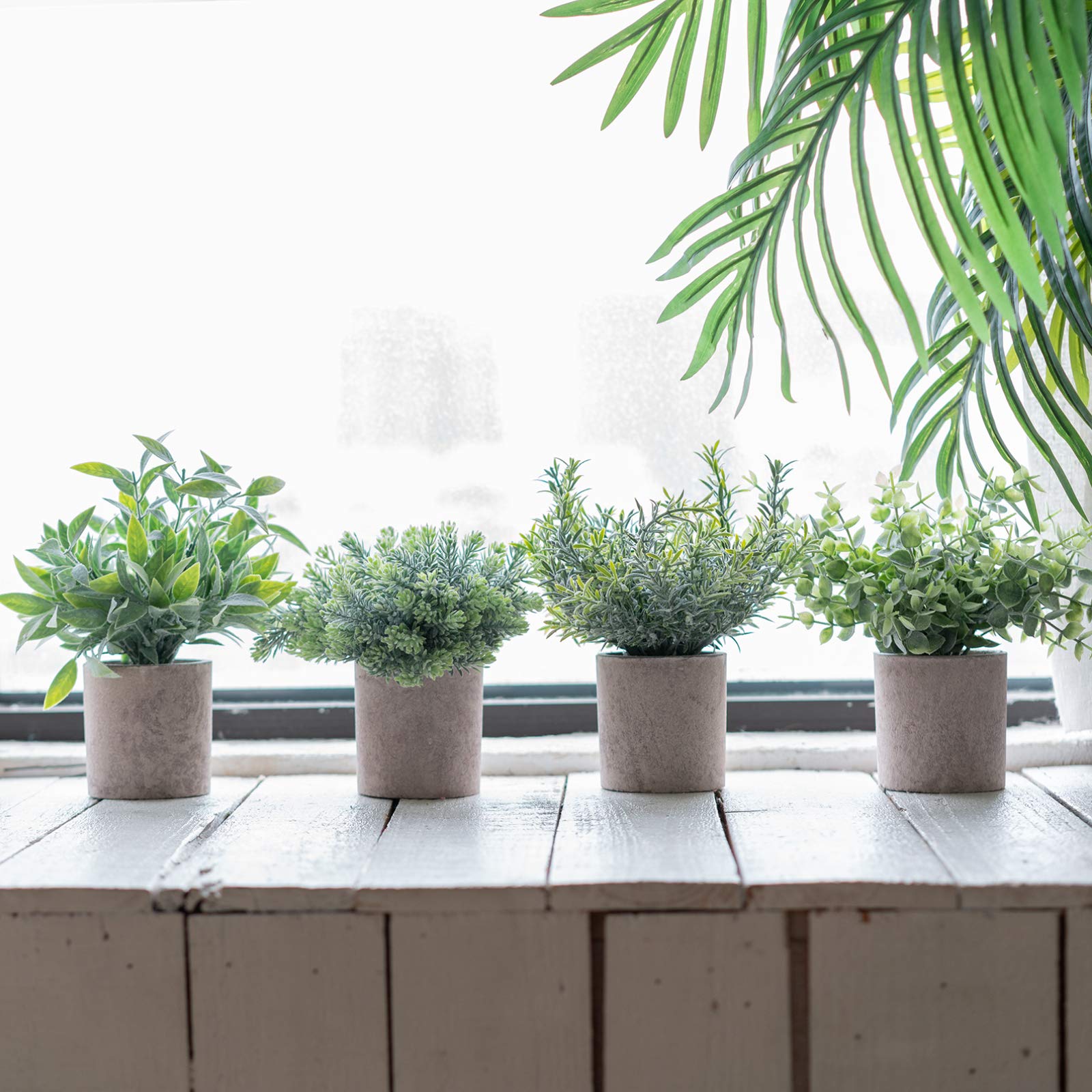 Cocoboo 4Pack Mini Potted Fake Plants Artificial Eucalyptus Plants Greenery Décor Faux Plant for Farmhouse Office Table Living Room Décor