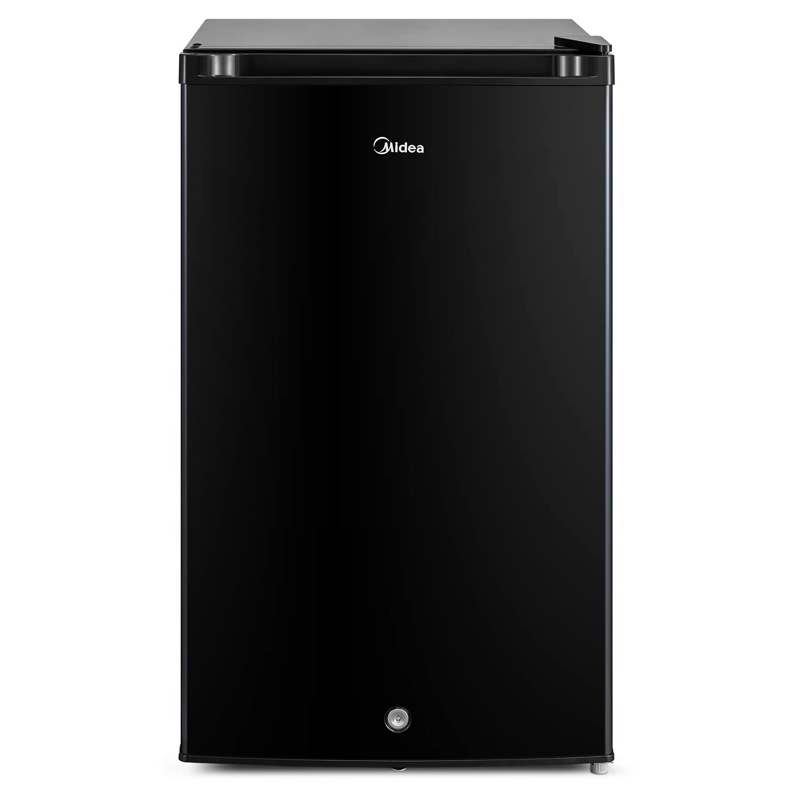 COMFEE' CRM33S3ABB 3.3 CuFt mini fridge Singel Door small Fridge for Bedroom Office Garage Studio Dorm, mini Refrigerator Black & Midea MRU03M2ABB Upright Freezer Large Black, 3.0 Cubic Feet