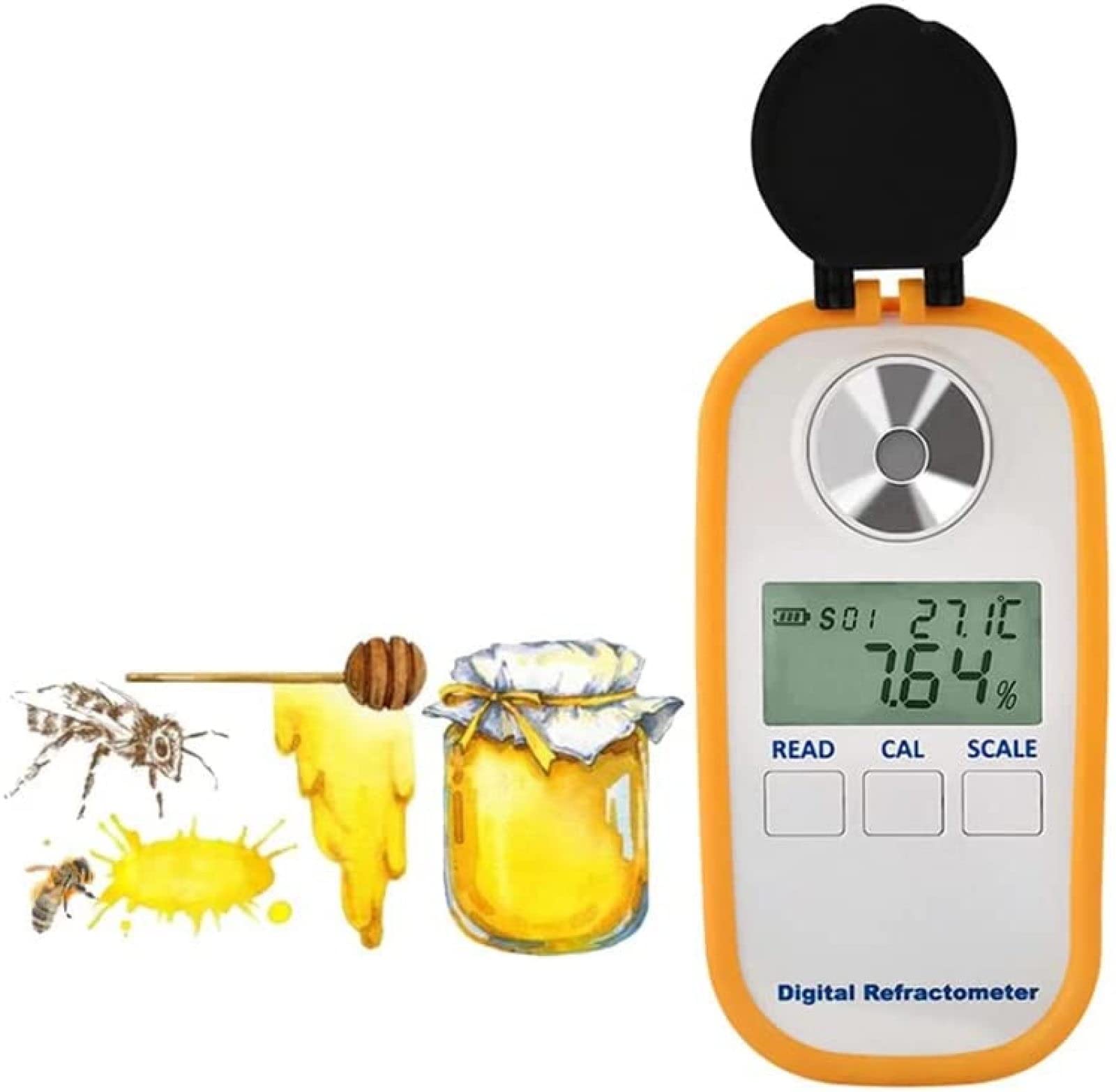 Digital Honey Refractometer/High Accuracy Honey Moisture Tester with ATC for Maple Syrup, and Molasses, Bee Keeping Supplies, 0-90% Brix Scale Range,Tranquillity69