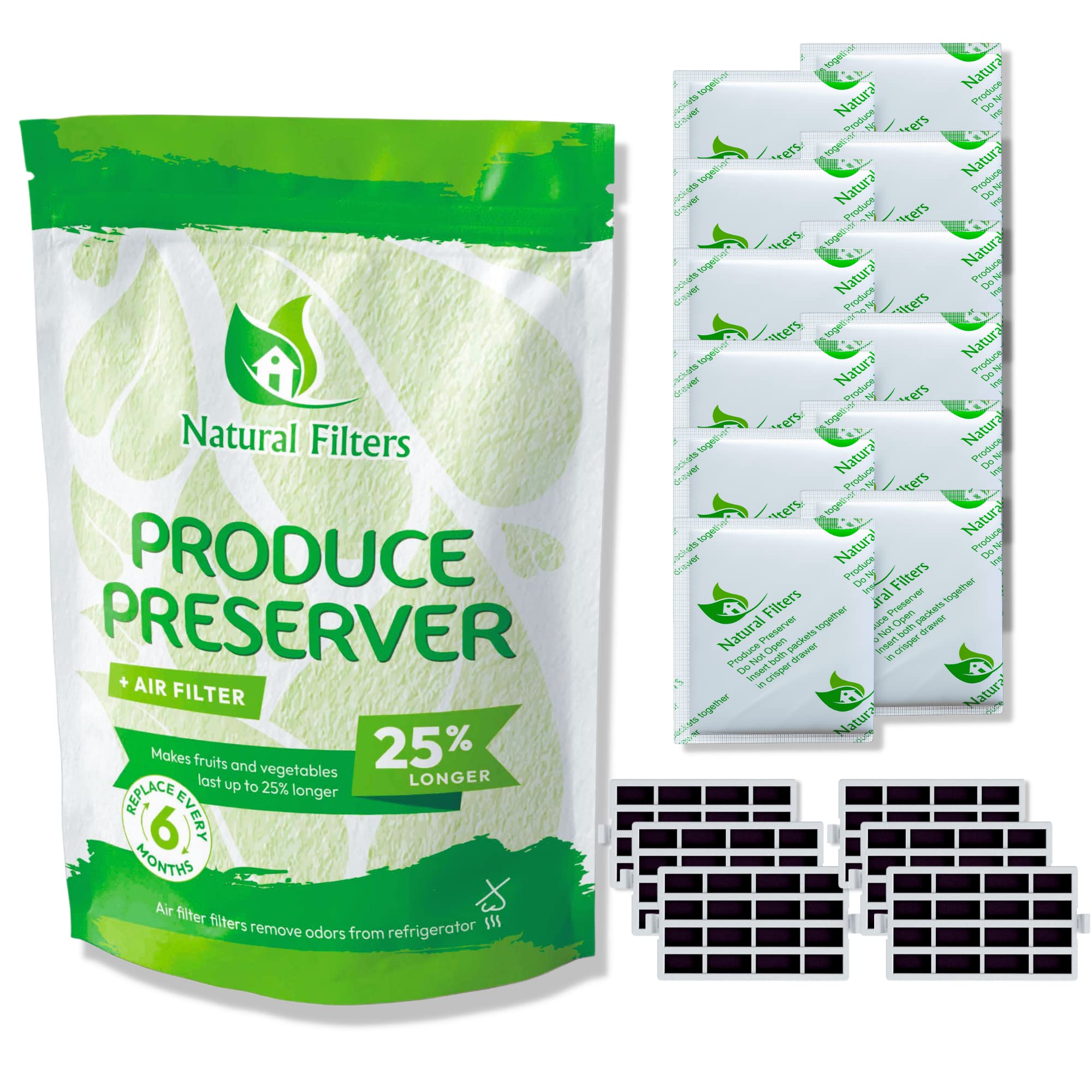 Natural Filters Air Filter, Produce Preserver (6-Pack Bundle) - Refrigerator Replacement Parts