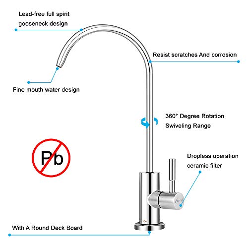 Frizzlife RO Water Filter Faucet- Drinking Water Faucet fits Most Reverse Osmosis Water Filtration System-SUS304 Stainless Steel with Brushed Nickel