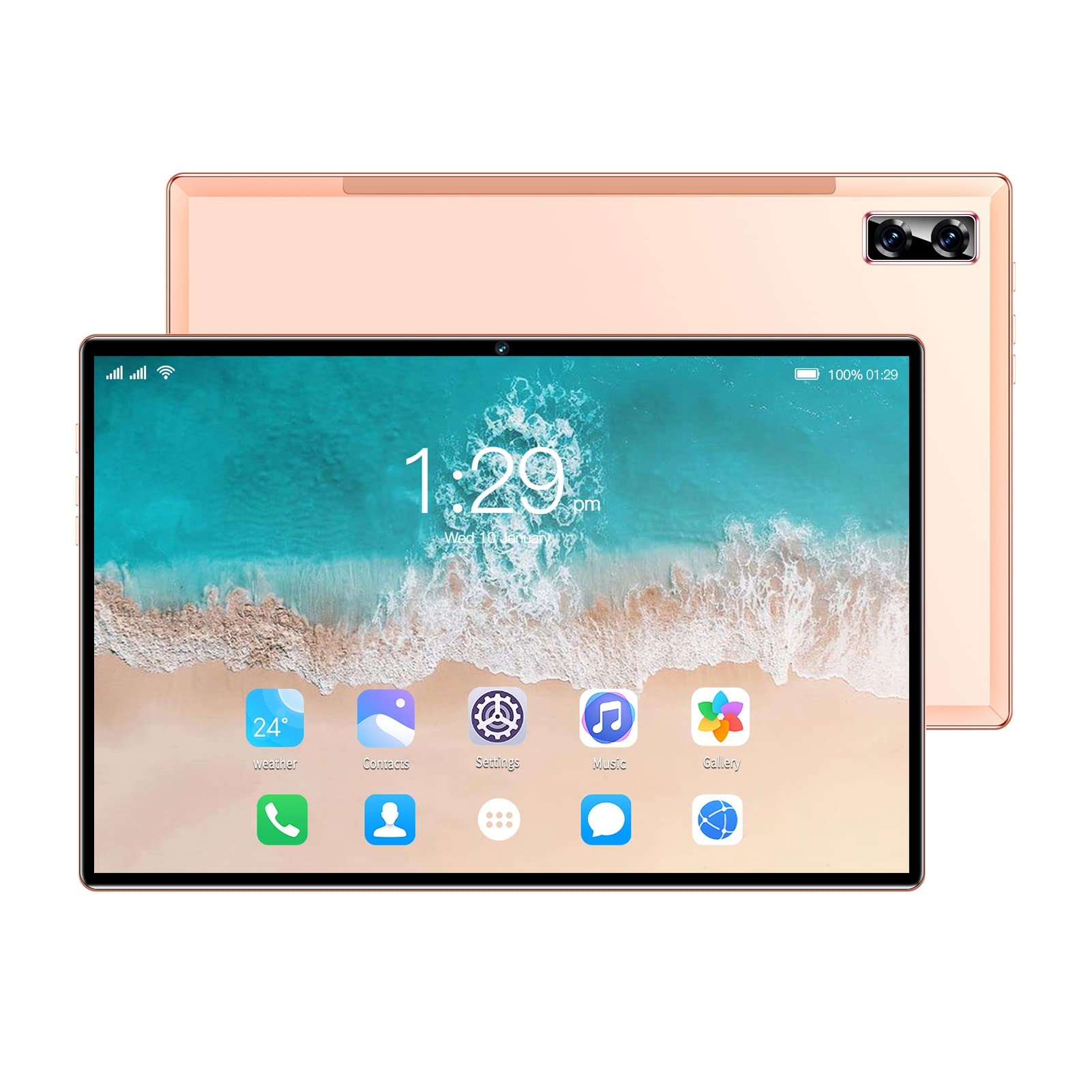 FOTABPYTI Tablet PC, 10 Inch IPS Screen 100-240V 10 Inch Tablet 6G RAM 256G ROM for Home (Gold)