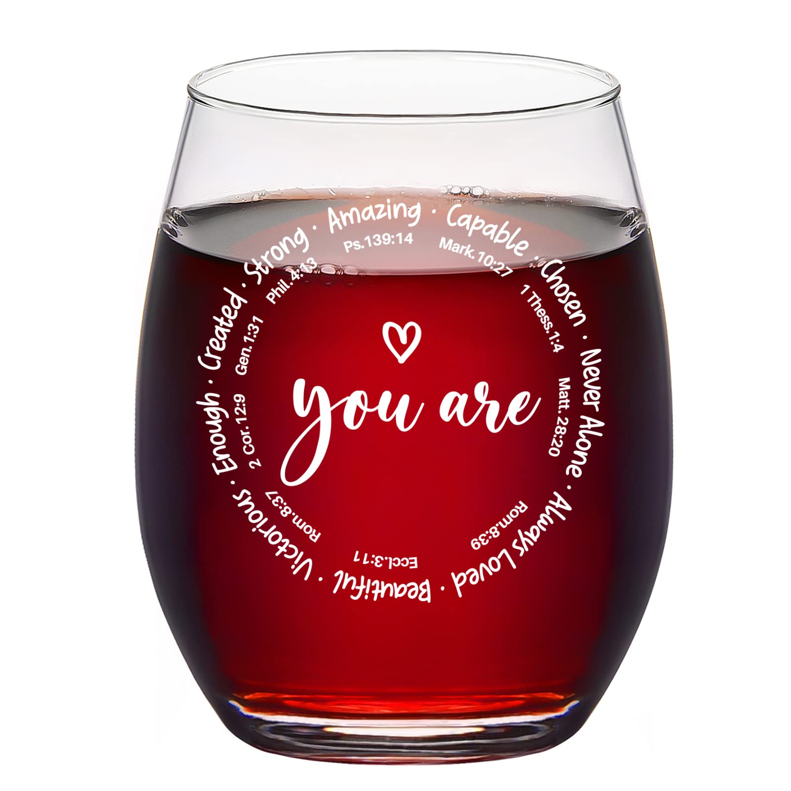 DAZLUTE Christian Gifts for Women, You Are Inspiration Stemless Wine Glass for Bible Verse Pastor Appreciation Baptism, Religious Inspirational Gifts for Women Faith Friends Coworker Birthday, 15Oz