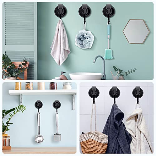 iRomic Heavy Duty Vacuum Suction Cup Hooks (4Pack),Black