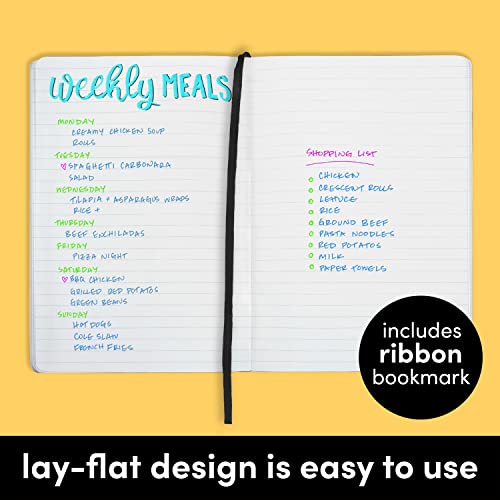 PAPERAGE Recycled Lined Journal Notebook, (Black), 160 Pages, Medium 5.7 inches x 8 inches - 100 gsm Thick Paper, Hardcover