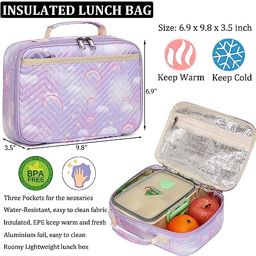 JIANYA Backpack for School Girls Backpacks Kids Backpack with Lunch Box Lightweight Bookbag School Bag for Preteen Girl