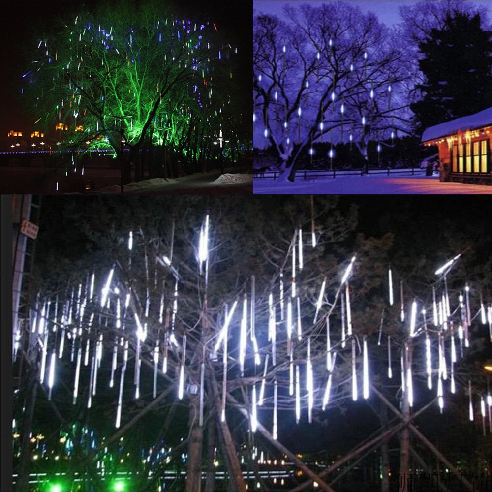 Rain Drop Lights,30cm 8 Tubes 144 LED(11.8 inch/Tube) Icicle Snow Falling Raindrop Lights for Wedding Party Holiday Xmas Halloween Home Garden Tree Decoration (White)