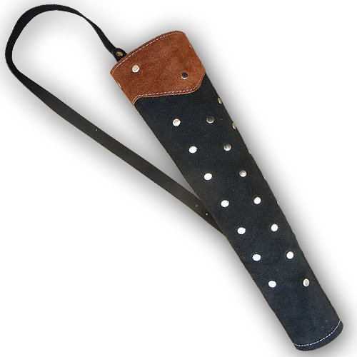 CAROL Traditional Suede Leather Back Arrow Quiver AQ-152S Black