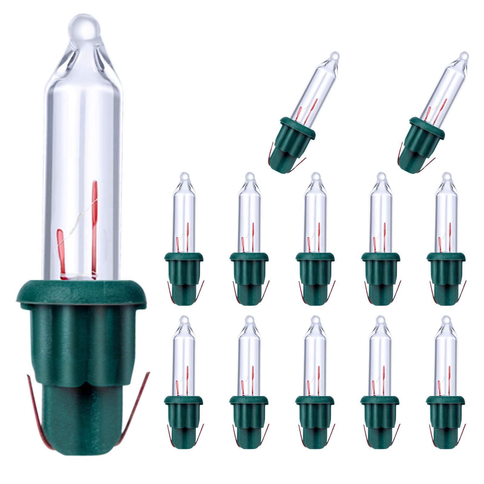 Christmas Lights Replacement Mini Bulbs 2.5 Volt 100 Count Glass Incandescent Green Base for Xmas String Lights Outdoor Indoor Holiday Party Decor, Warm White