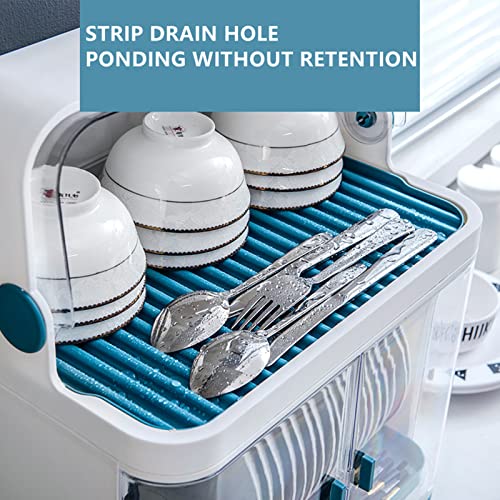 Gdrasuya10 2 Tier Dish Drying Rack Modern Houseware Dish Organizer Cutlery Drainer with Lid Cover Detachable Drip Tray Storage Box Basket for Kitchen Organizing Storage Holder