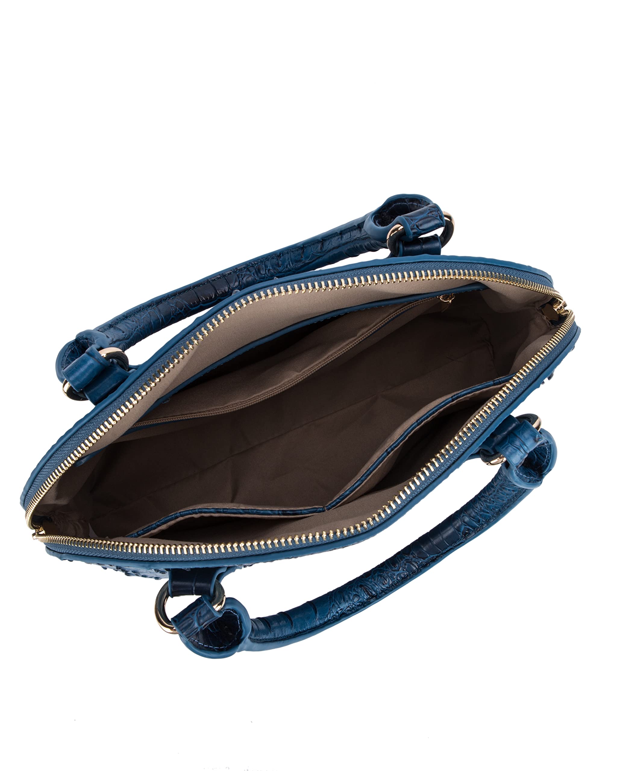Dome Shape Satchel With Wallet Women’s Vegan Leather Crocodile-Embossed Pattern With Top Handle Tote Handbags Satchel Set (Navy)