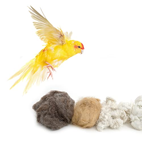 Glaciart One Premium Bird Nesting Material (2.1oz) Small Animal Bedding|Natural Wool, Silk, Cotton & Jute Nesting Materials for Birds, Perfect for Nest Building for Bird Cage or Hamster Bedding