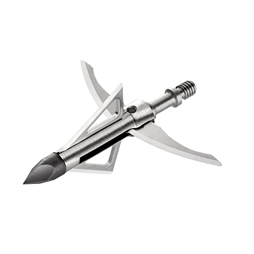 BLOODSPORT Gravedigger 4-Blade Hunting Hybrid Mechanical Broadhead with Chisel Tip - 125 Grains , 1" Fixed 1.75" Mechanical Cutting Diameter, 3 Pack