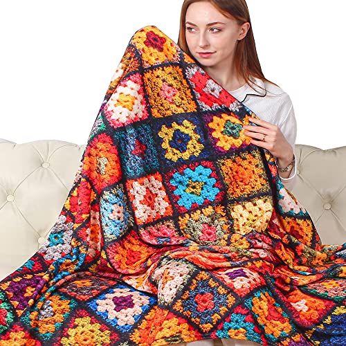 Throw Blanket Mexican Talavera Tile Blankets for Bed Sofa Couch Vintage Turkish Flannel Fleece Throw Blanket for Adults Kids Home Decor Soft Blanket Home Décor