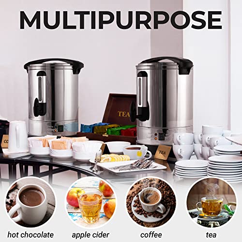 Zulay Premium 50 Cup Commercial Coffee Urn - Stainless Steel Large Coffee Dispenser For Quick Brewing - Automatic Hot Water Dispenser - Ideal for Large Crowds - Perfect for Any Occasion