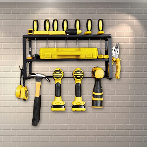 irongod Power Tool Organizer,Garage Organization and Storage,Drill Holder Wall Mount,Utility Rack for Cordless Drill, 3 Layers Heavy Duty Metal Tool Shelf
