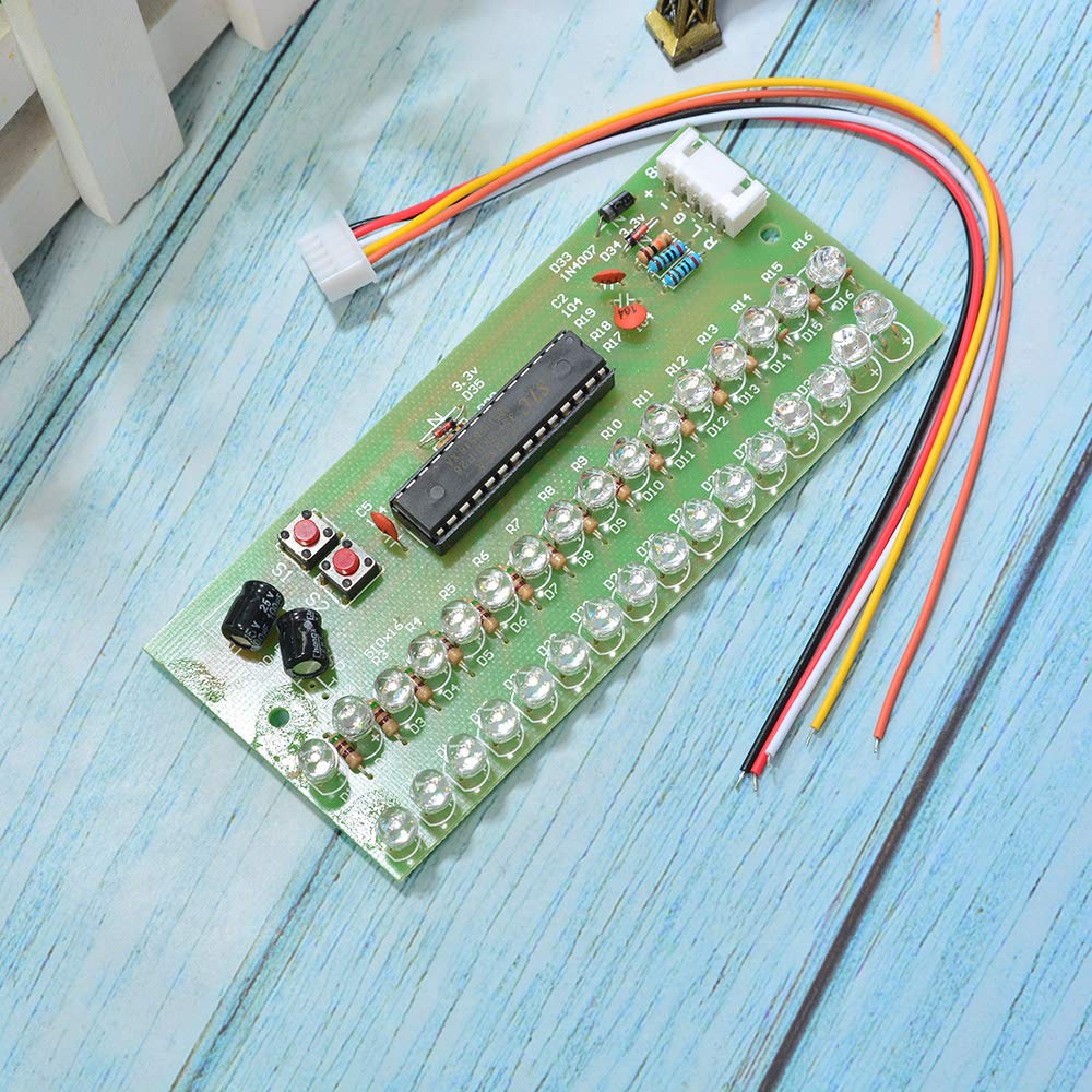 Comimark 1Pcs MCU Adjustable Display Pattern LED VU Meter Level Indicator 16 LED Dual Channel