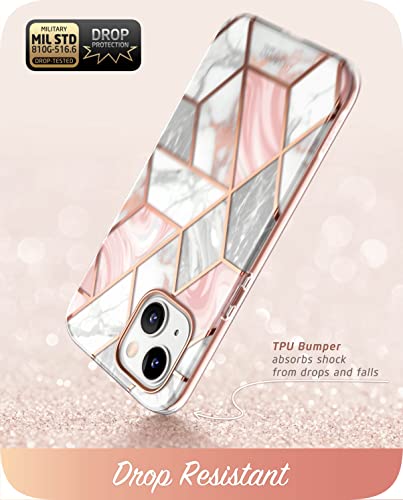 i-Blason Glitter Case for iPhone 14 Plus (6.7 Inches) Mobile Phone Case 360 Degree Case Bumper Protective Cover [Cosmo] with Screen Protector 2022 Edition (Marble)