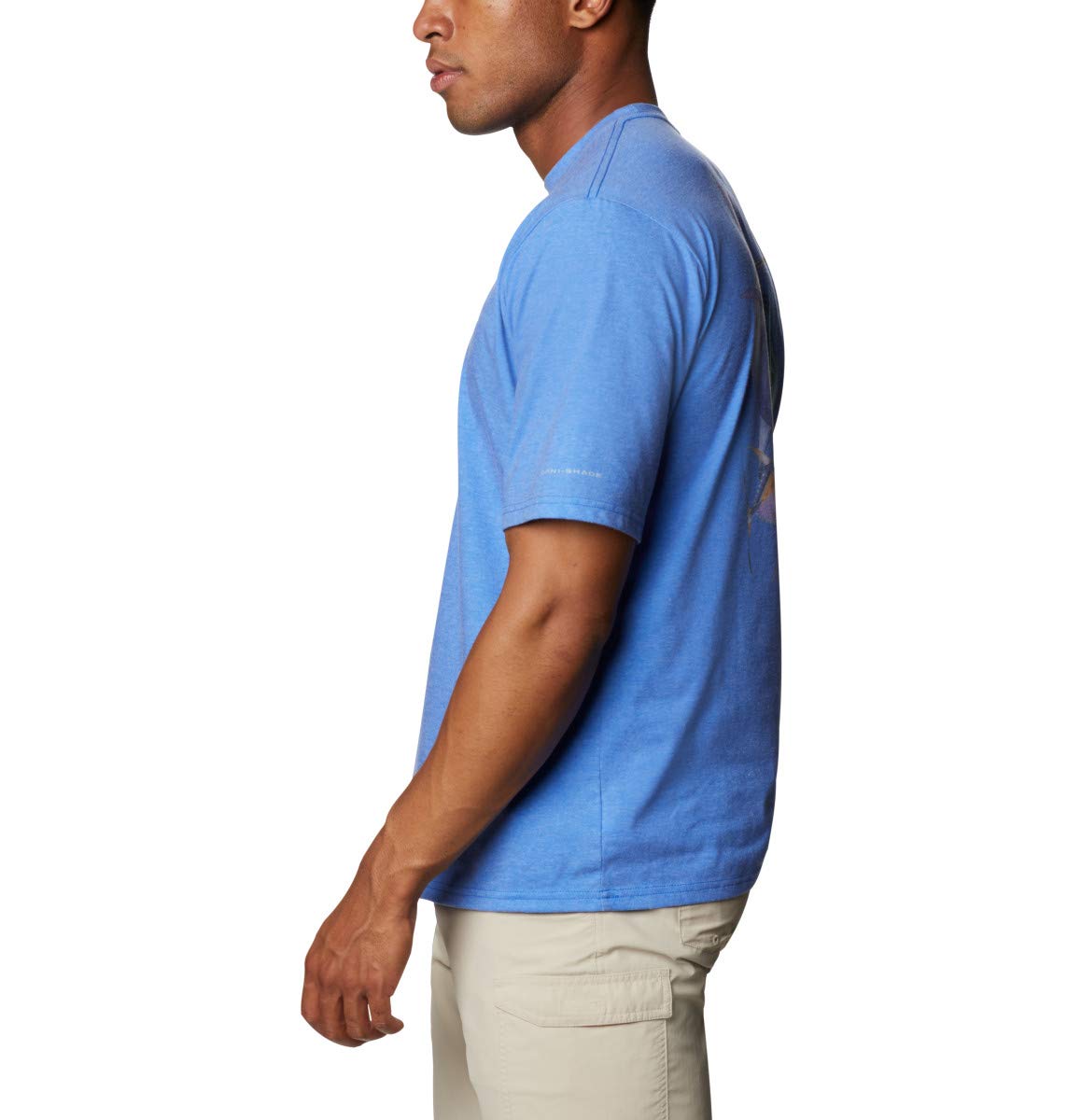 Columbia Men's PFG Carey Chen Graphic Short Sleeve, Vivid Blue/Offshore Slam, Small