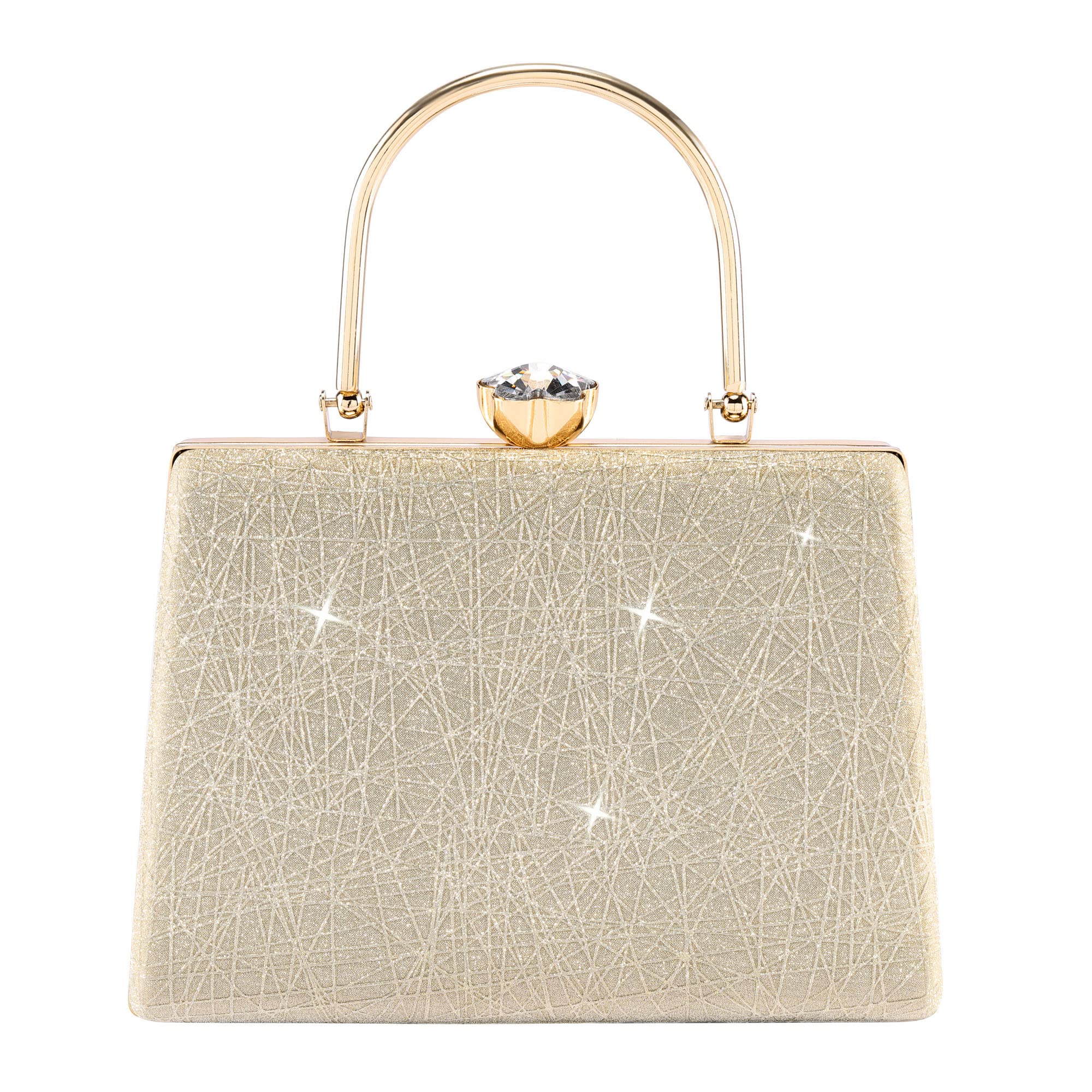 CHIC DIARY Crystal Clutch Purse for Women Top Handle Rhinestones Evening Bag for Party Prom Crossbody Shoulder Handbag (Gold)