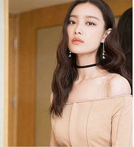 Crystal Butterfly Pendant Tassel Earrings Long Zircon Butterfly Drop Dangle Earrings Jewelry for Women Butterfly Earring (Silvr)