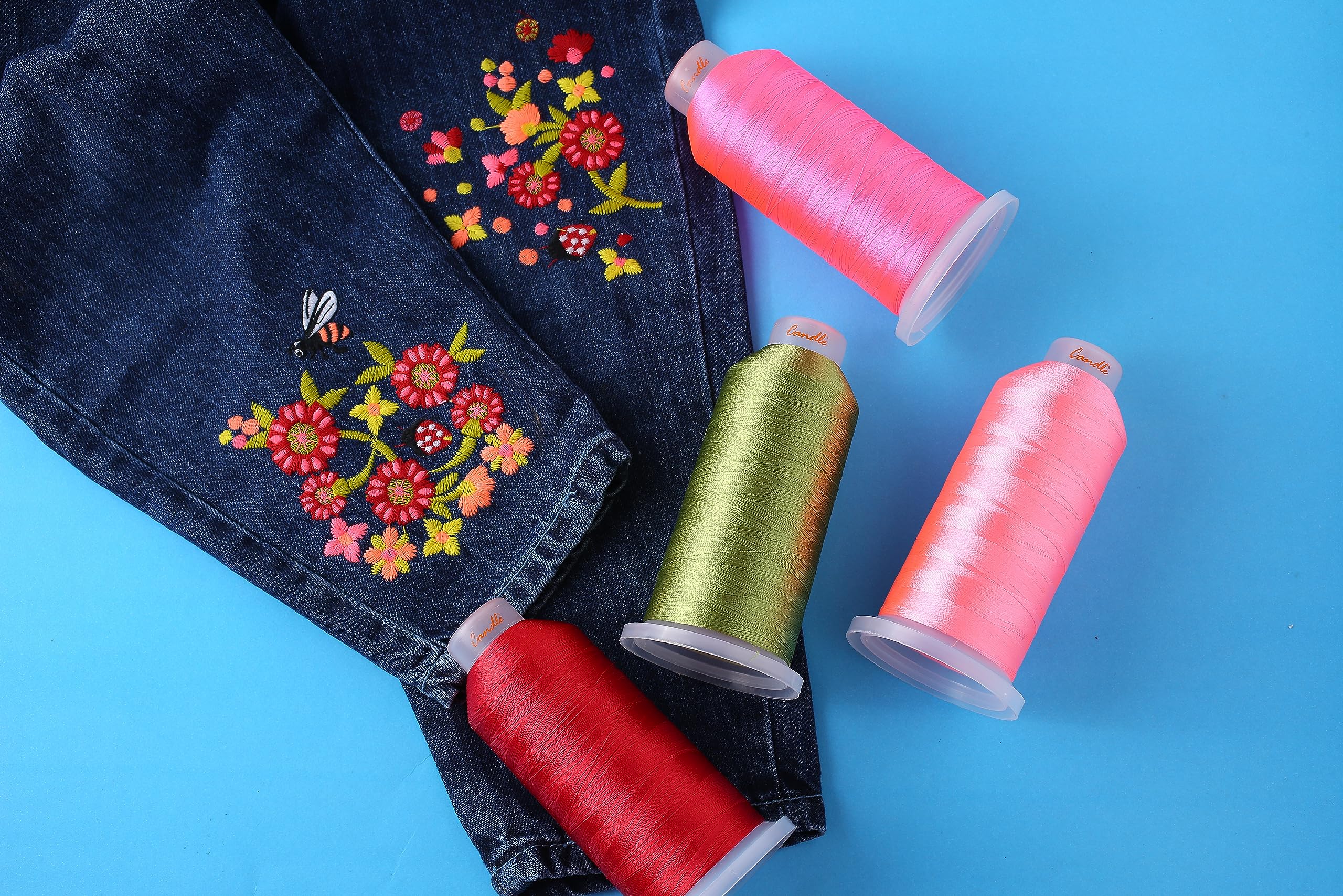 Candle 63 Colors Embroidery Machine Thread - Kit of Polyester Brother Thread Spools 500M (550 Yards) for Home Users