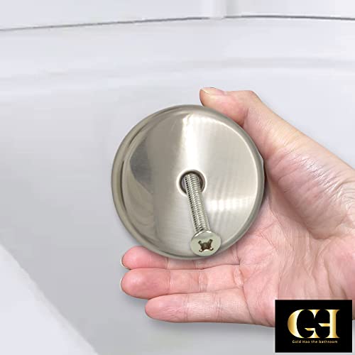 Gold-Hao-The-Bathroom Single Hole Bathtub Drain Overflow Plate - Overflow Drain Cover | Tub Drain Cover with Three Matching Screws/Bathtub Overflow Drain Cover with Adapter (Brushed Nickel)