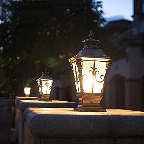 WANGYONGXIANG E27 Outdoor Post Lights,Solar Fence Doorpost Lamp, Outdoor Waterproof Courtyard Wall Courtyard Pillar Villa Gate Lamp,Aluminum Pillar Door Garden Park Home Decorative Lighting Post Light