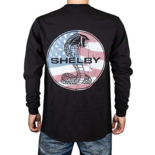 Carroll Shelby® Patriotic Flag Snake Long Tee T-Shirt Black | Officialy Licensed Product | 100% Preshrunk Cotton | Size: 2X
