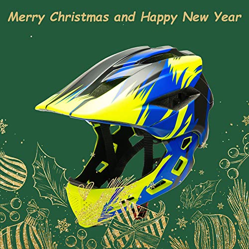 Natuway Kids Full Face HelmetS for Cycling Scooter Skateboard BMX Bike Roller-Skate Protective Gear Blue