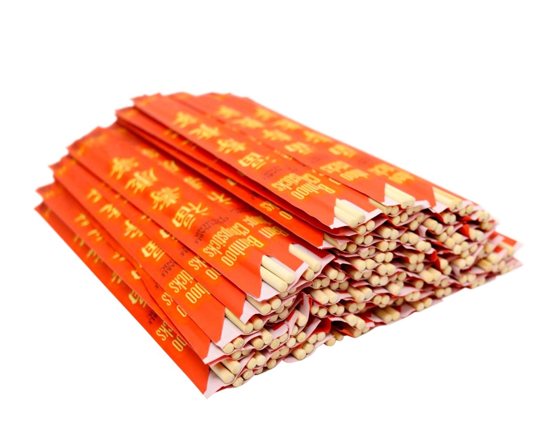 Great Credentials Premium Bamboo Chopsticks Disposable 9 Inch Long Sleeved and Separated 100 Pairs Red