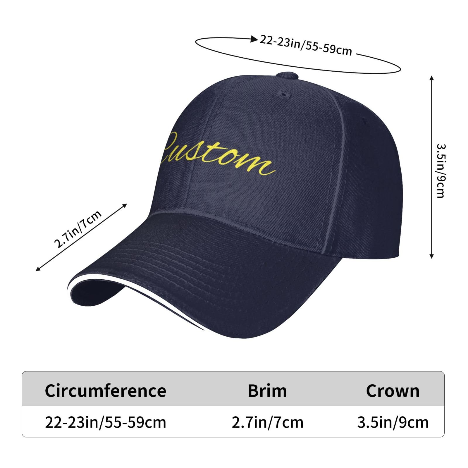 Custom Baseball Cap for Men Personalized Baseball Cap Design Your Own Customized Baseball Cap Custom Baseball Hats Navy Blue