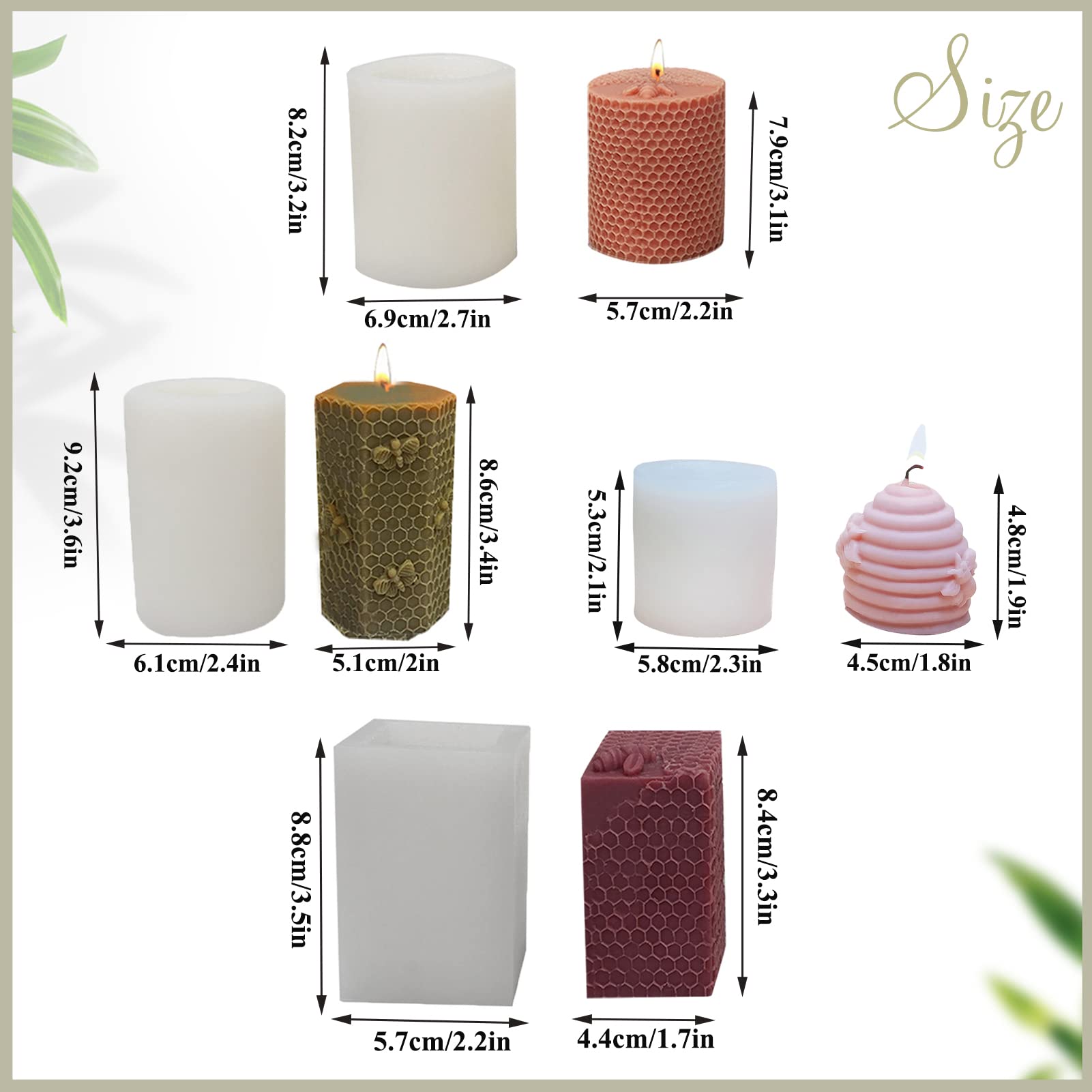 Candle Molds,4PC Pillar Candle Molds for Candle Making Resin Molds Silicone 3D Candle Moulds Bee Honeycomb Candle Making Kits for Soap Cake Mousse Ice Cream Clay DIY Artcraft Gift(Size : C)