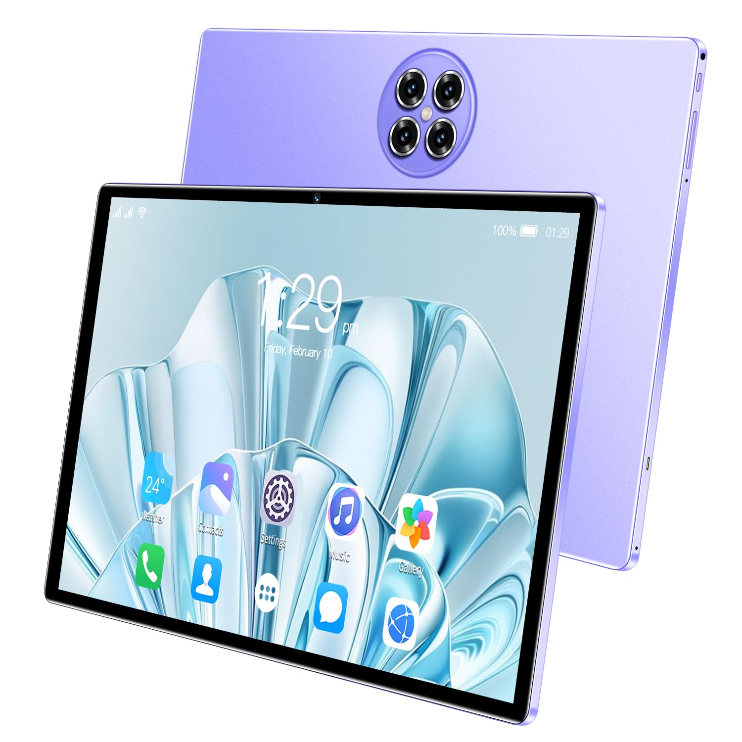 deriny Mate50 10 inch Android Tablet,1080p Full HD,Long Lasting Battery,Dual Camera,6GB RAM 128GB ROM,Dual SIM,WiFi,GPS,Bluetooth,Fire HD Kids Tablet,Widely Compatible with App(Purple)