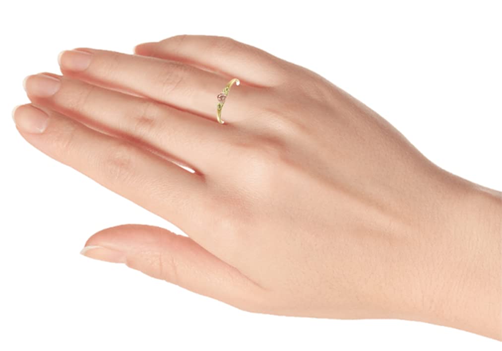 Blooms Rose Flower Petite Ring, 10k Yellow Gold, 12k Green and Rose Black Hills Gold Size 6.75