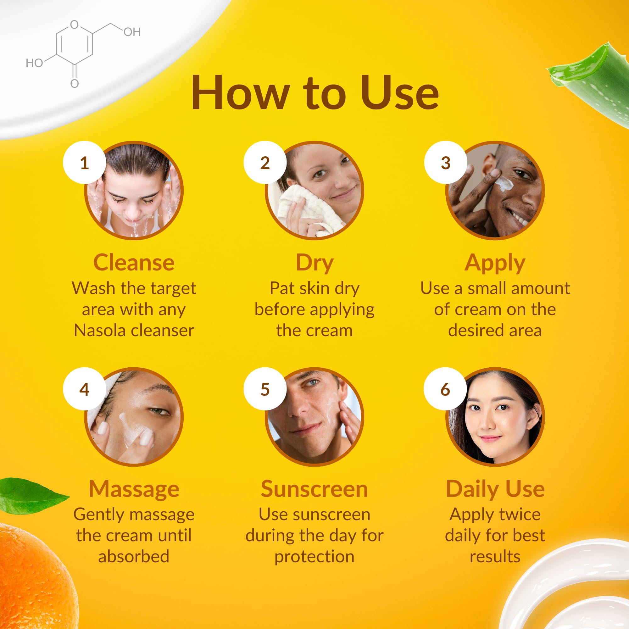 Nasola Kojic Acid Cream for Skin Clarifying, Complexion Revitalization, Radiance Boosting, Face & Body, Women & Men, Underarm & Armpit