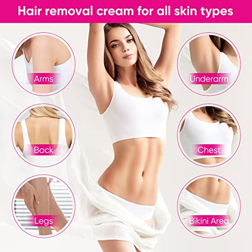 Hair Removal Cream, Painless Hair Remover Depilatory Cream for Underarms Bikini Pubic and Body Fast & Effective Suitable for Women