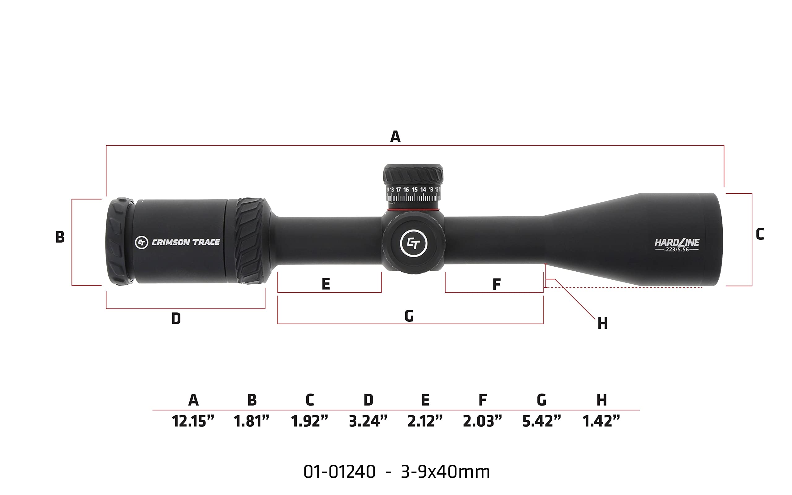 Crimson Trace Hardline 3-9x40mm Riflescope with SFP, BDC Reticle, Lightweight Solid Construction, Scope Caps and Lens Cloth for Hunting, Shooting and Outdoor