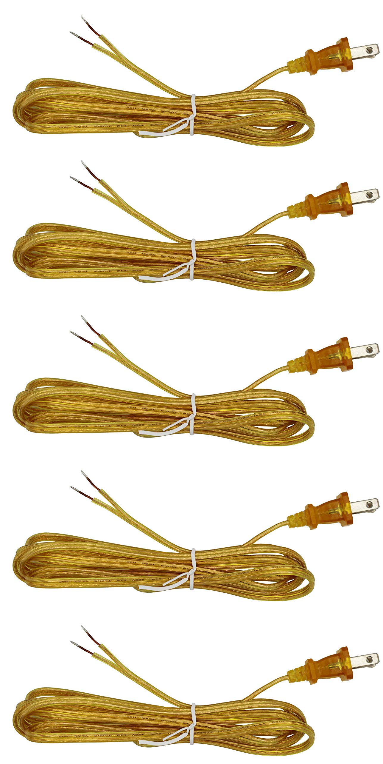 Creative Hobbies Transparent Gold Lamp Cord, 8 Foot Long, Replacement Lamp Cord Lamp Repair Part, 18/2 SPT-1 Wire, UL Listed (5)