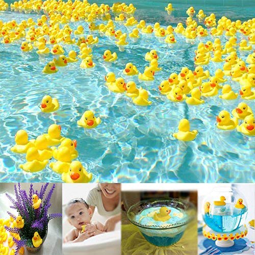 Sohapy 100Pcs Mini Yellow Rubber Ducks Baby Shower Rubber Ducks, Squeak Fun Baby Yellow Rubber Bath Toy Float Fun Decorations for Shower Birthday Party Favors Gift (100PCS Yellow Ducks)