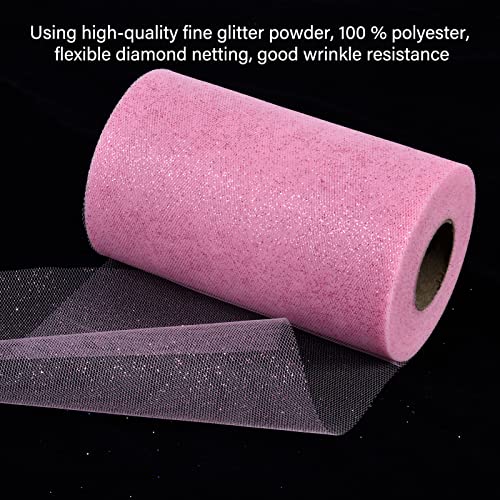 Glitter Tulle Rolls 6β by 50 Yards Sparkle Tulle Fabric Ribbon Sequin Tulle Netting Rolls for DIY Tutu Skirt Wedding Birthday Party Decoration (Light Pink)