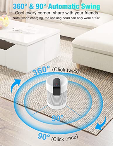 Portable Air Conditioners Fan, Portable AC 90°/360° Auto Oscillation with 3-Speed, 500ml Portable AC Air Conditioner Evaporative Air Cooler Quite Mini Personal Air Conditioner for Small Room Car